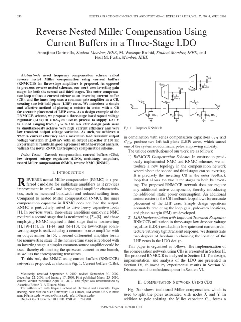 Reverse Nested Miller Compensation Using Current Buffers in A Three ...