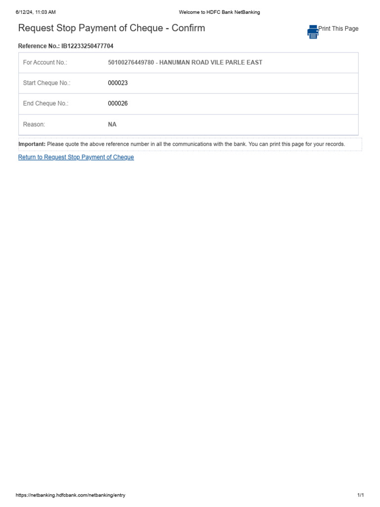 Welcome To HDFC Bank NetBanking | PDF