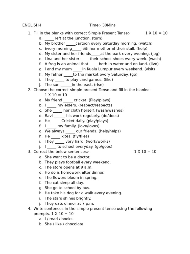 1st-Example_Simple_present_Tense | PDF | Grammar | Linguistics