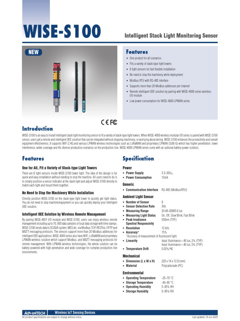 Wise-S100 DS (072420) 20200724161553 | PDF | Wi Fi | Information And Communications Technology
