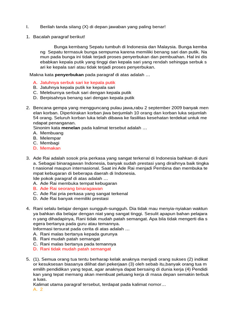 Soal Asaj Bahasa Indonesia 2025 | PDF