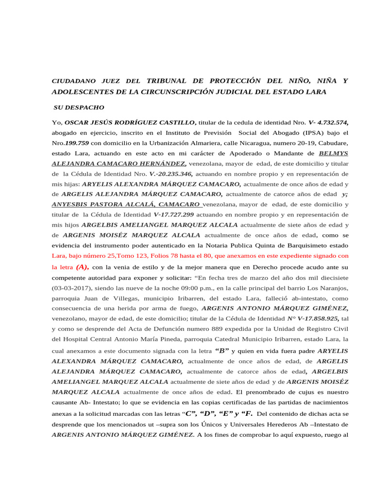 Declaracion Anyesbis Pastora Alcalá, Camacaro | PDF