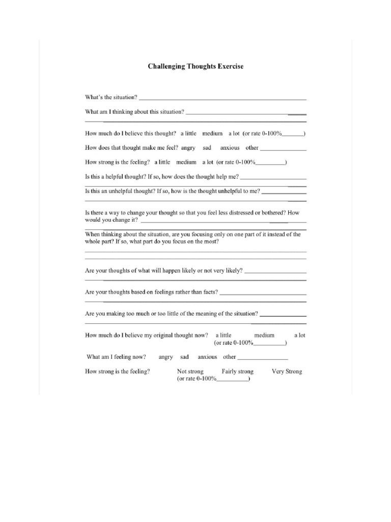 Challenging Thought Exercise | PDF