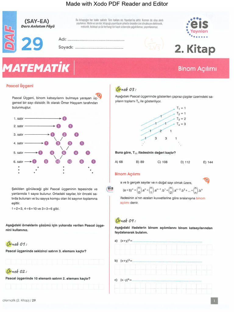 9- Binom Açılımı | PDF