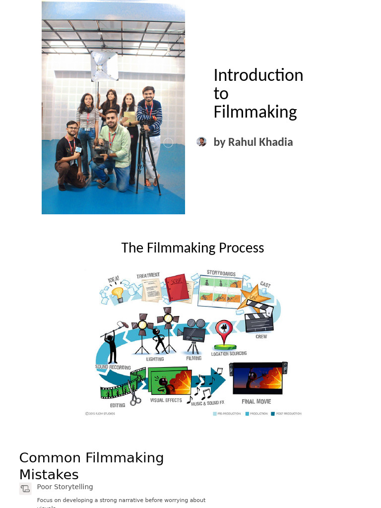 Introduction To Filmmaking Workshop | PDF