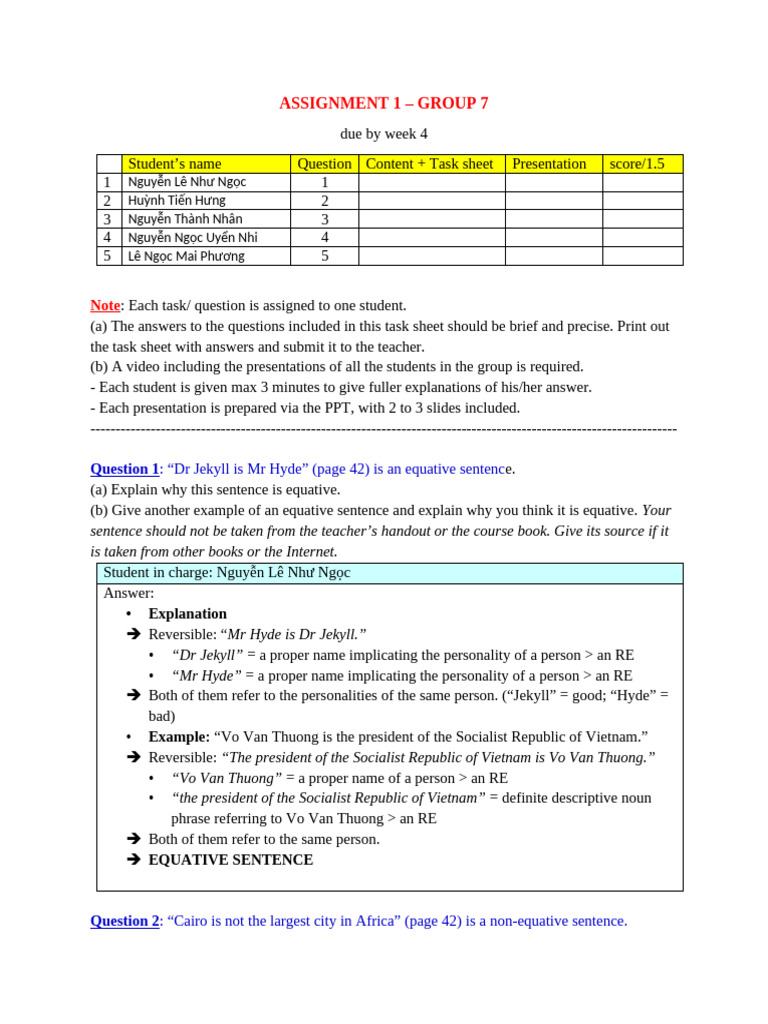 Assignment 1 (Semantics) 1 - Fixed | PDF | Linguistic Typology | Semantics
