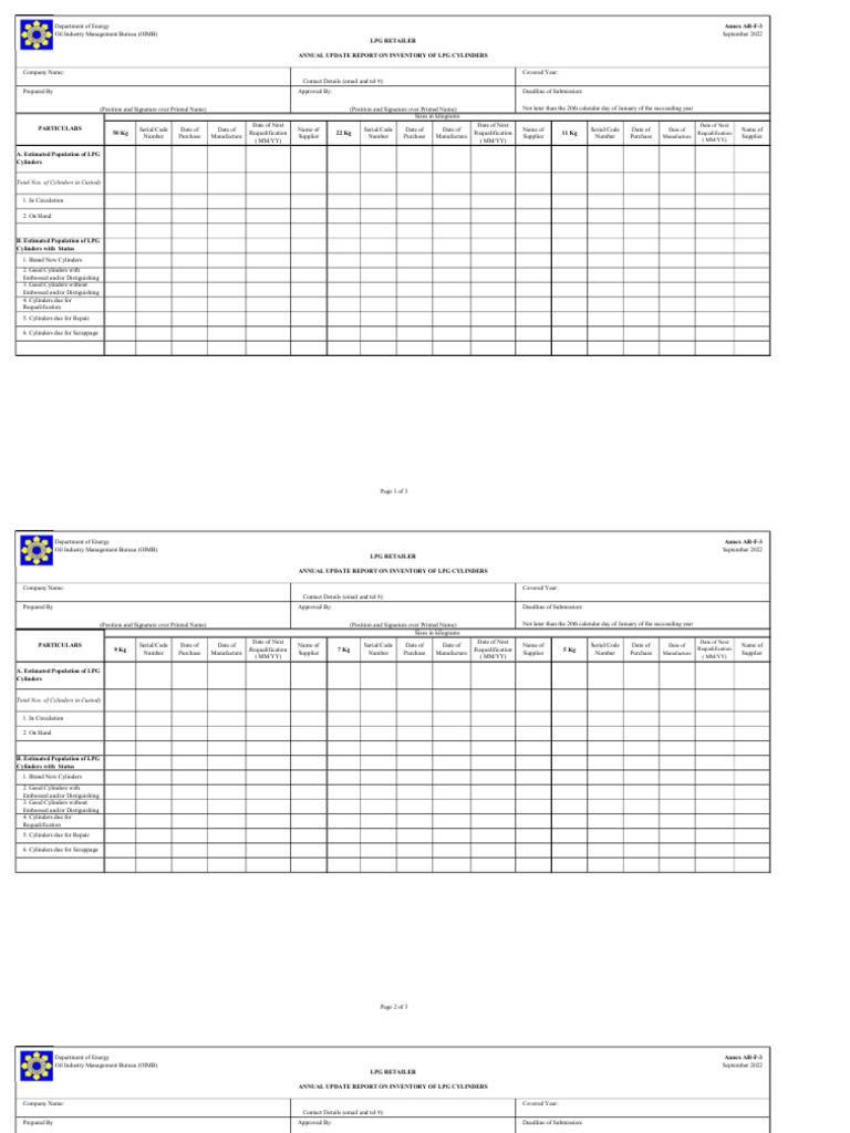 Arf 3 Template | PDF | Liquefied Petroleum Gas | Fuel Gas