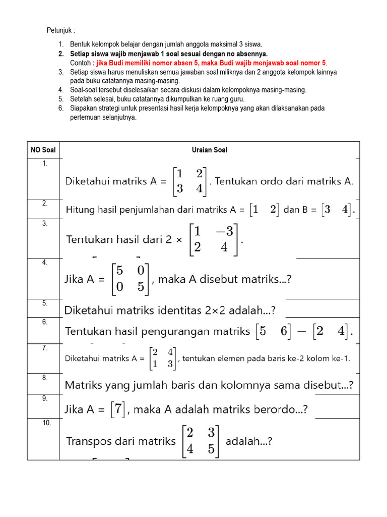 Soal Matriks Part 2 | PDF