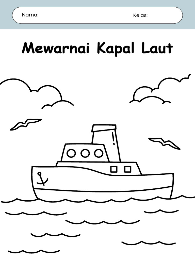 Mewarnai Hewan Laut Lembar Kerja Biru Muda Ilustrasi | PDF