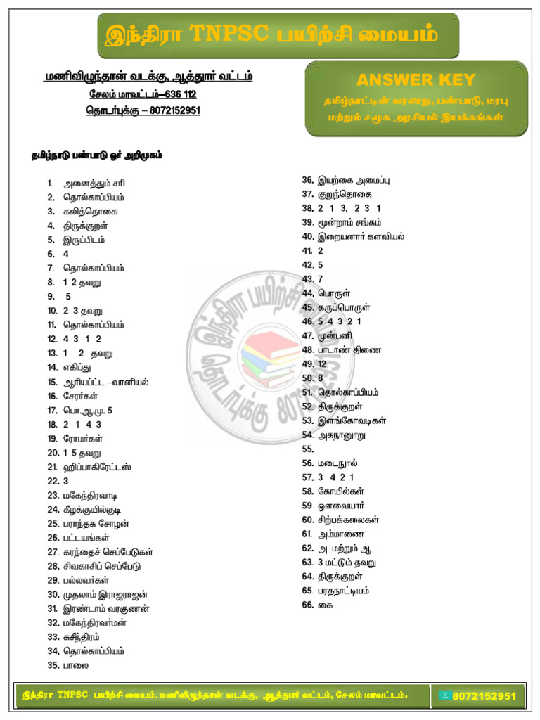 Unit 8&9 QNT Bank Answer TNPSC | PDF