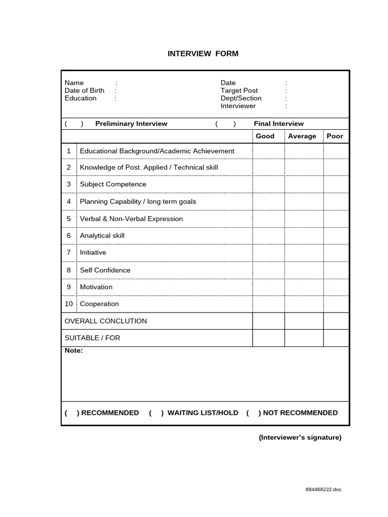 Form Interview | PDF