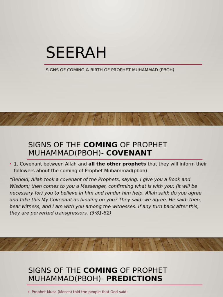 Seerah - Signs of The Coming & Birth of Prophet Muhammad (Pboh) | PDF ...