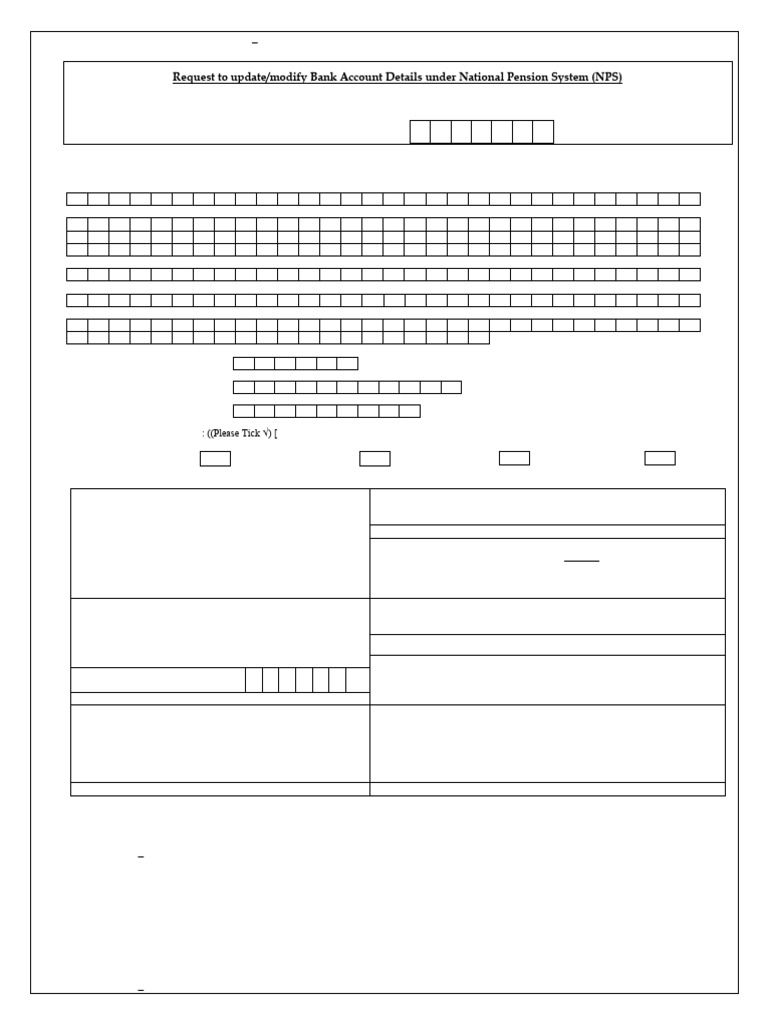 NPS Bank Account Update Request Form | PDF