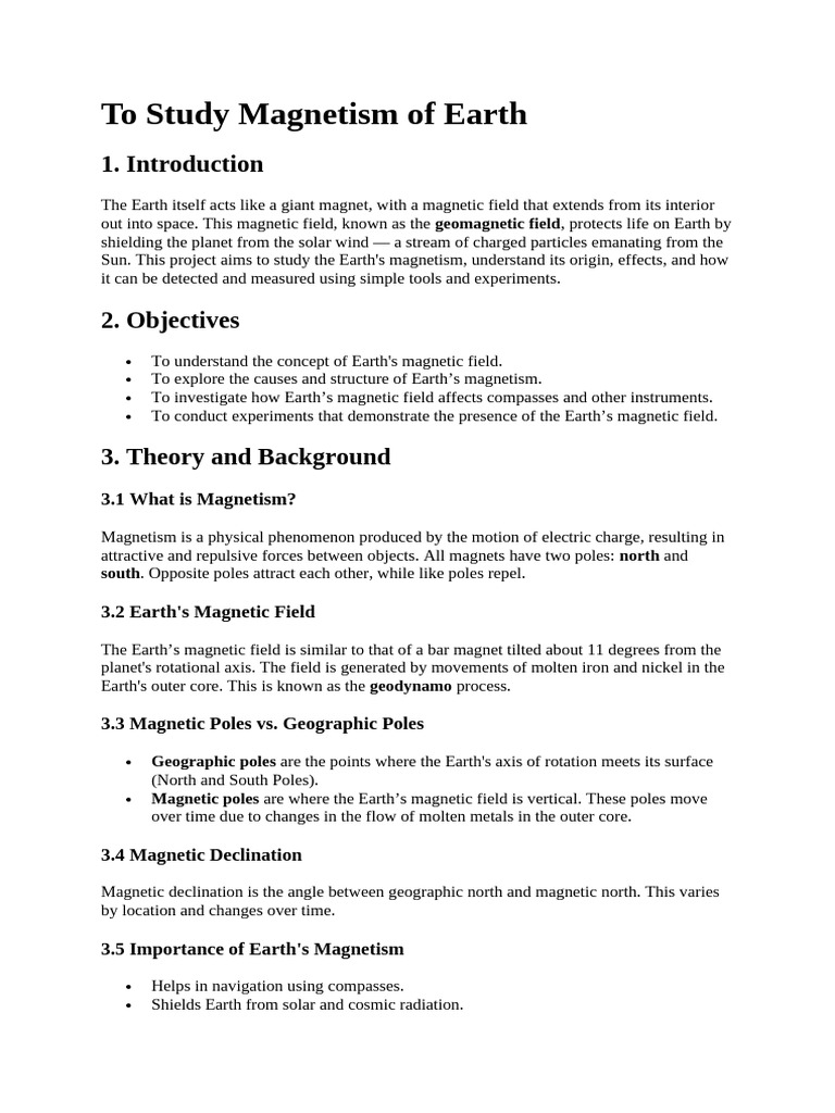 To Study Magnetism of Earth | PDF | Earth's Magnetic Field | Compass