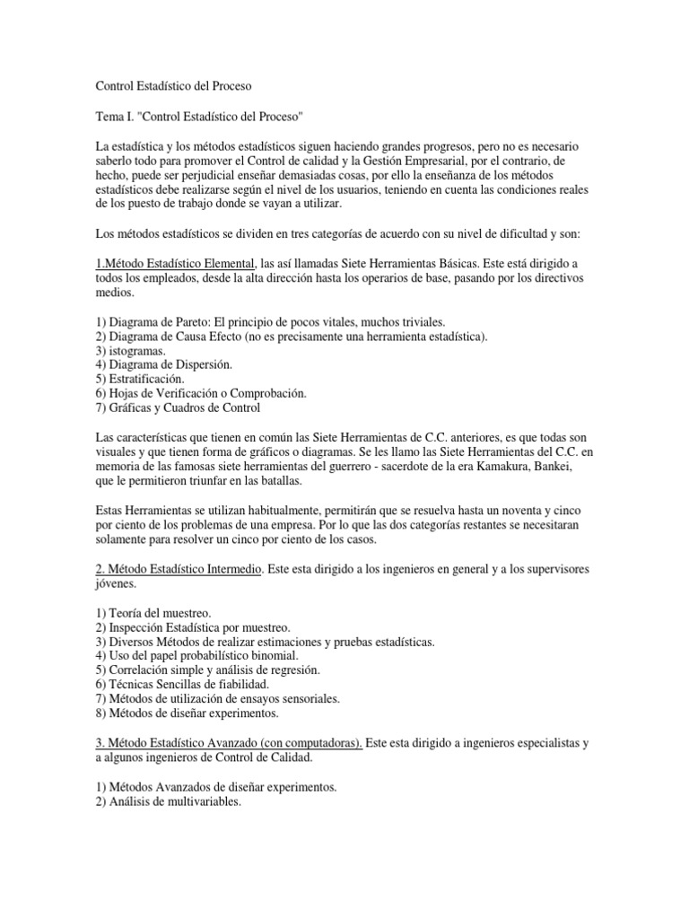 CEP: Control Estadístico de Procesos | PDF | Estadísticas | Ingeniería de confiabilidad