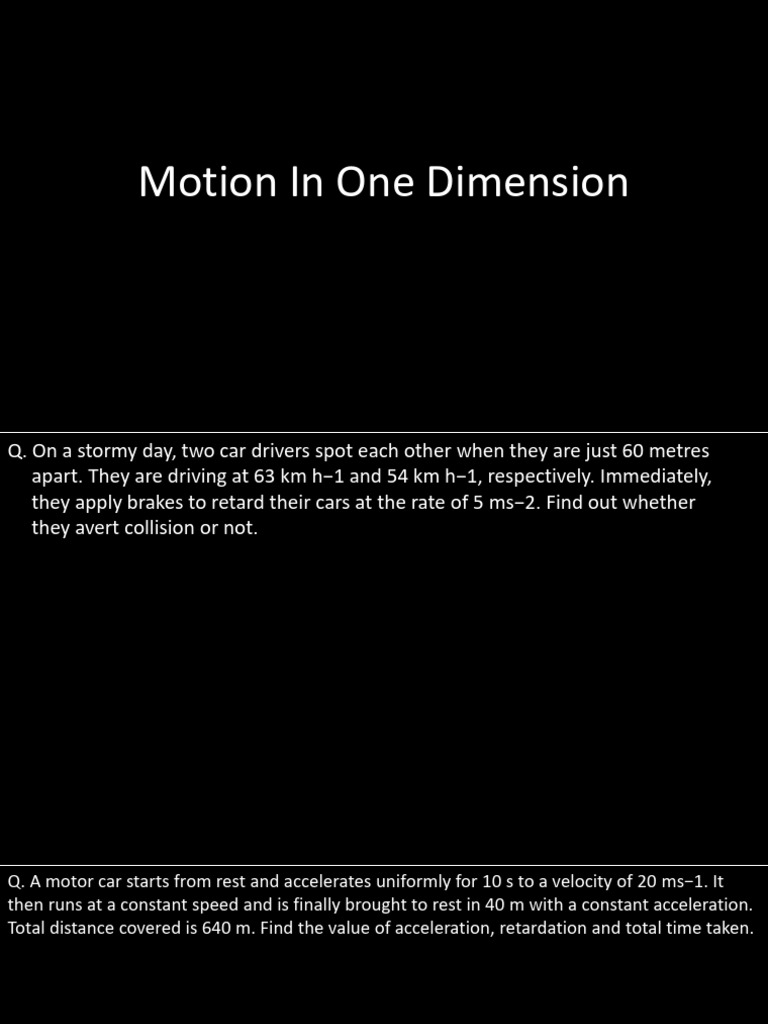 Motion in One Dimension L3 | PDF | Acceleration | Kinematics