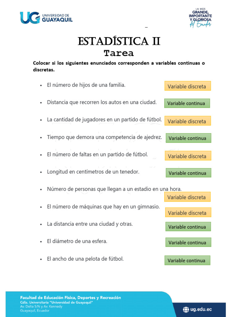 Tarea Variables Discretas y Continuas | PDF