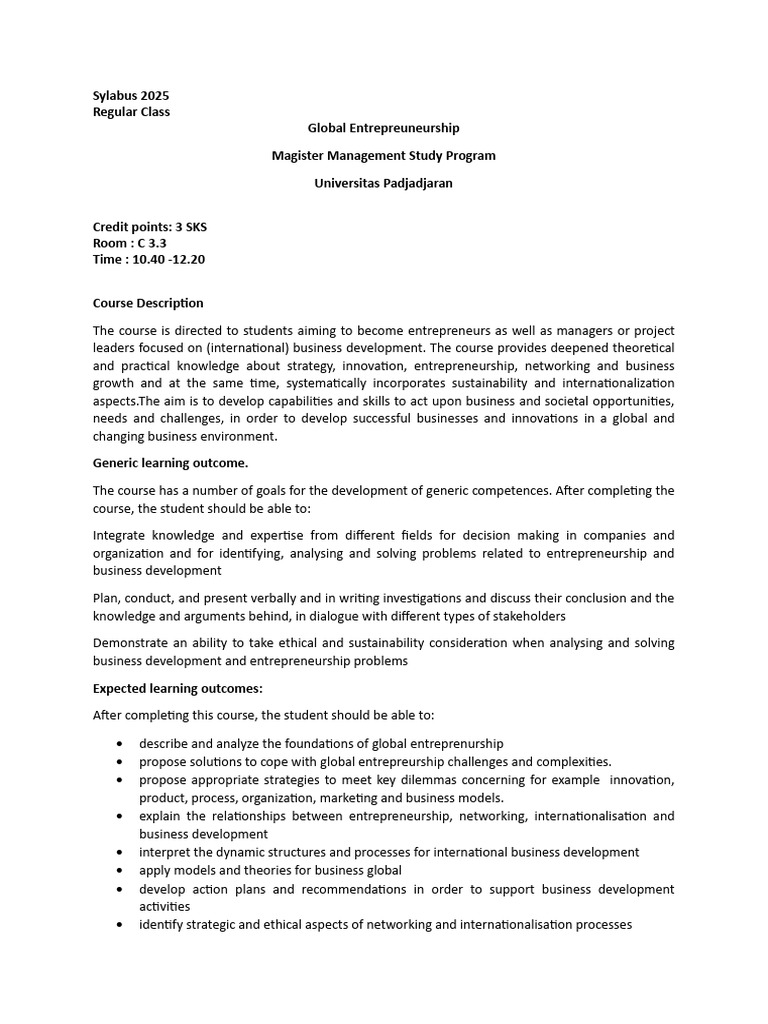 RPS Global Entrepreneurship 2025 | PDF | Entrepreneurship | Innovation