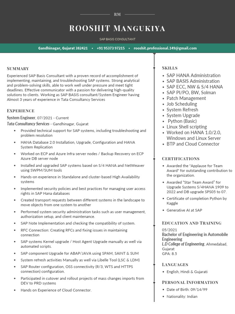 Rooshit Mangukiya SAP BASIS | PDF | Information Technology | Computer Architecture