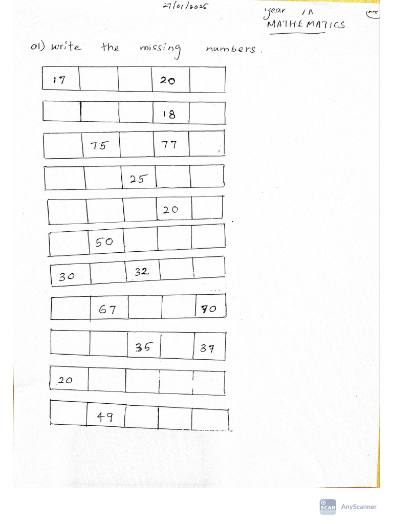 Year 1A Mathematics (Revision) - 01 - 27 - 2025 | PDF
