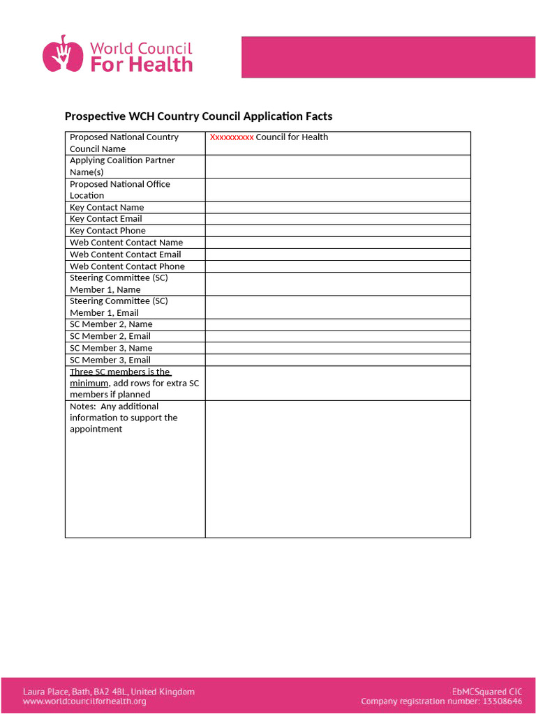 Country Council Application Information Form | PDF