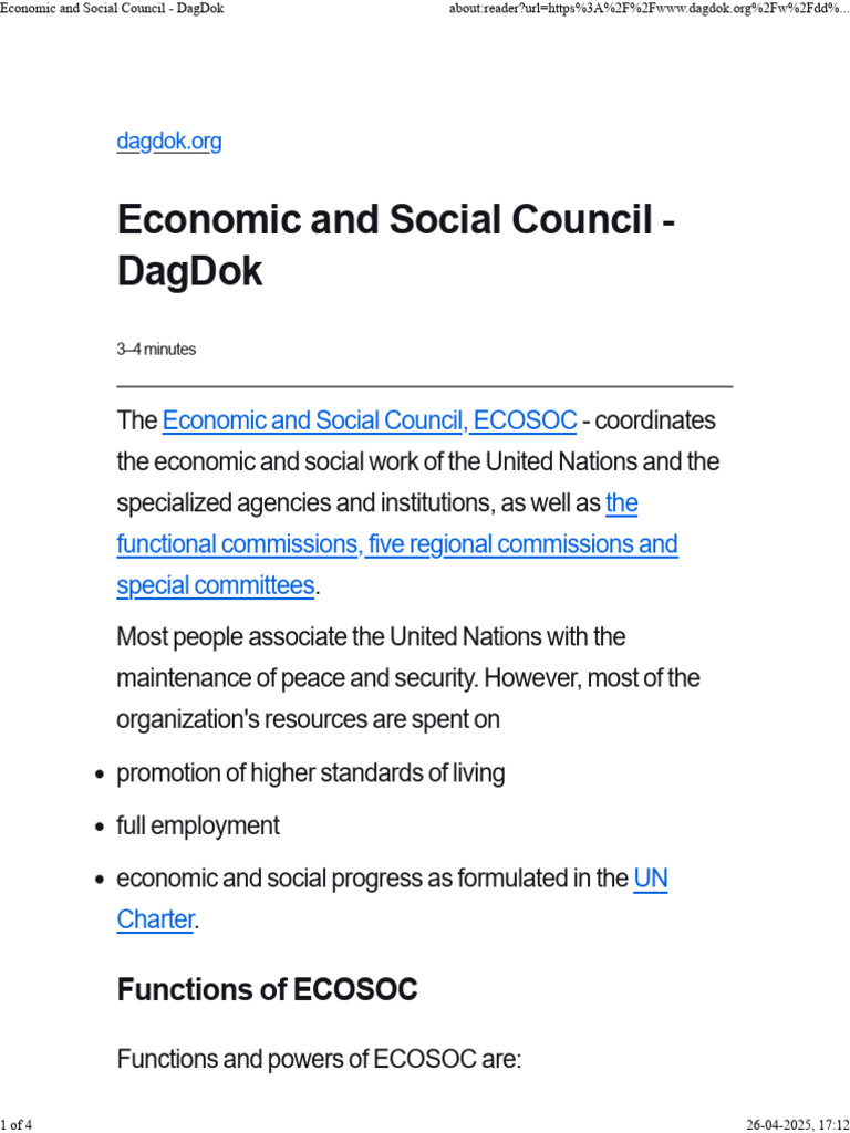 Overview of the UN Economic Council | PDF | International Relations