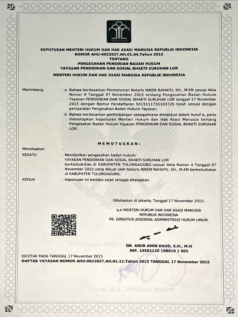 AHU Yayasan Bhakti | PDF