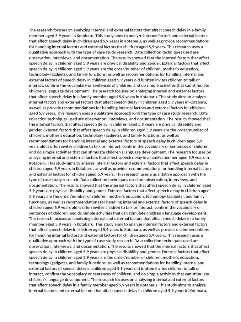 External Factors That Affect Speech Delay in A Family | PDF ...