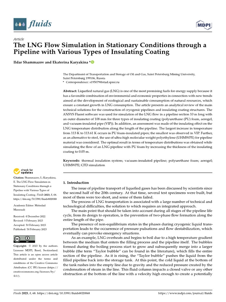 Fluids 08 00068 | PDF | Liquefied Natural Gas | Thermal Insulation