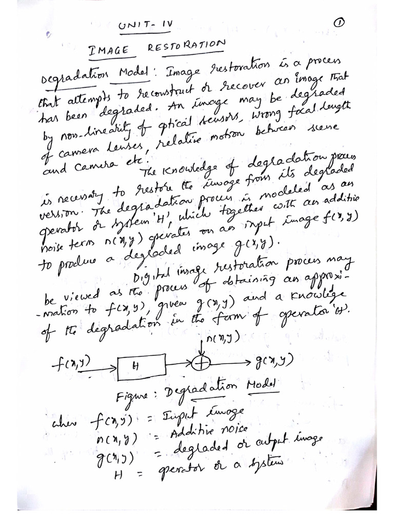 Unit-Iv - Image Restoration | PDF