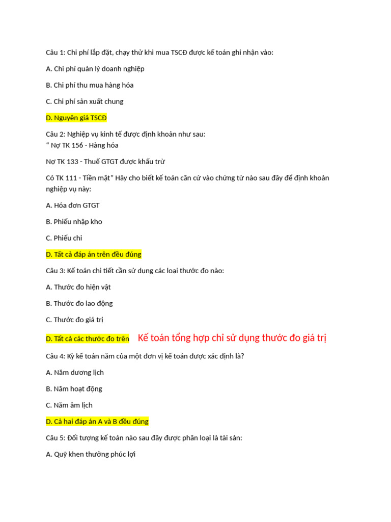 bt nlkt trắc nghiệm đang làm | PDF