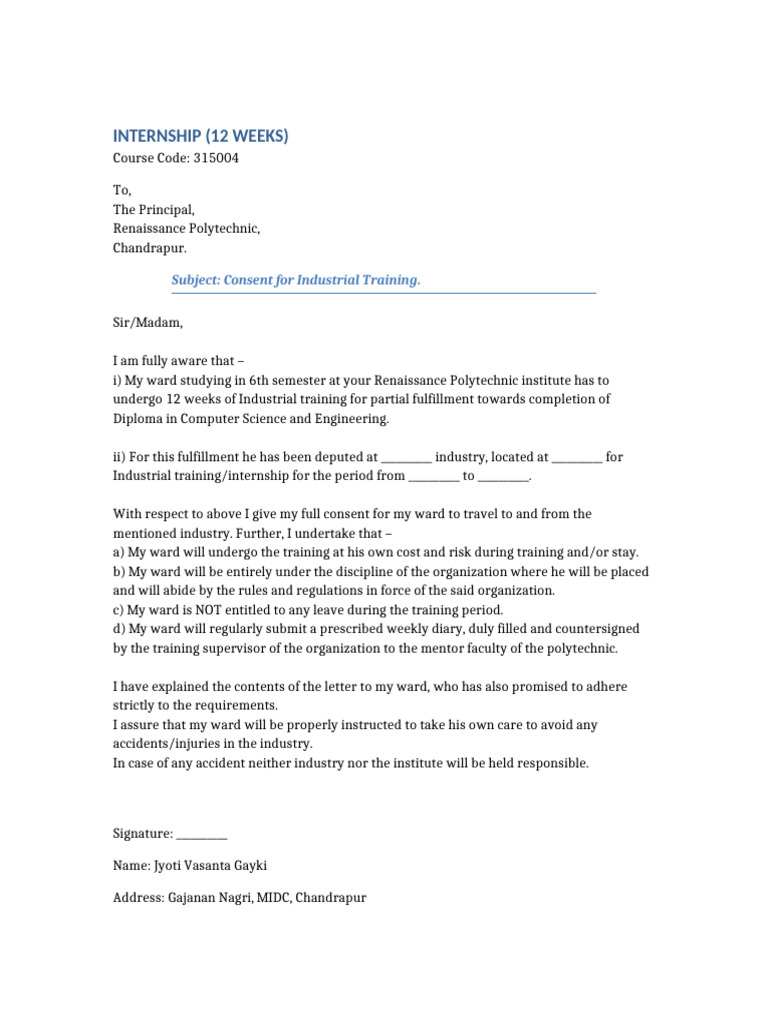 Parent Consent Letter | PDF