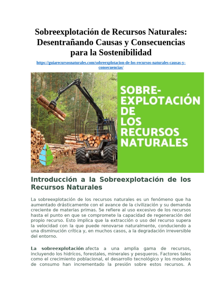Sobreexplotación de Recursos Naturales | PDF | Sustentabilidad ...