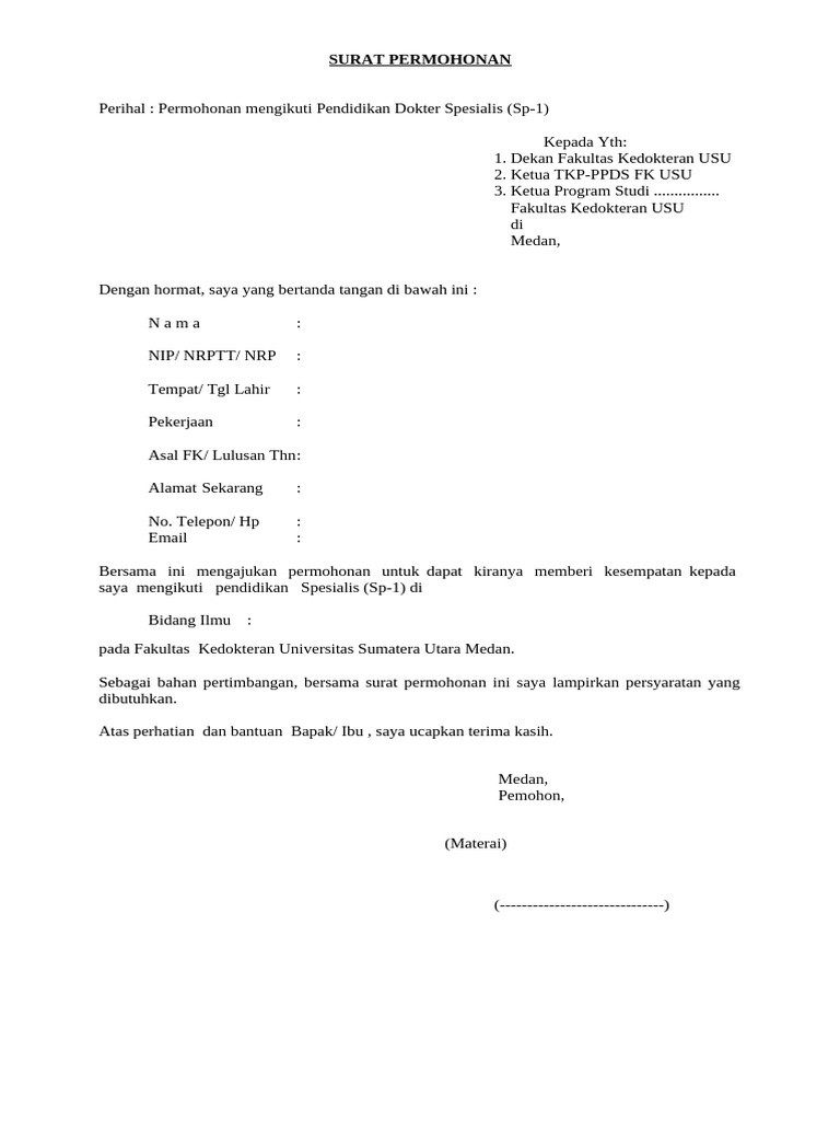 Form Surat Permohonan | PDF