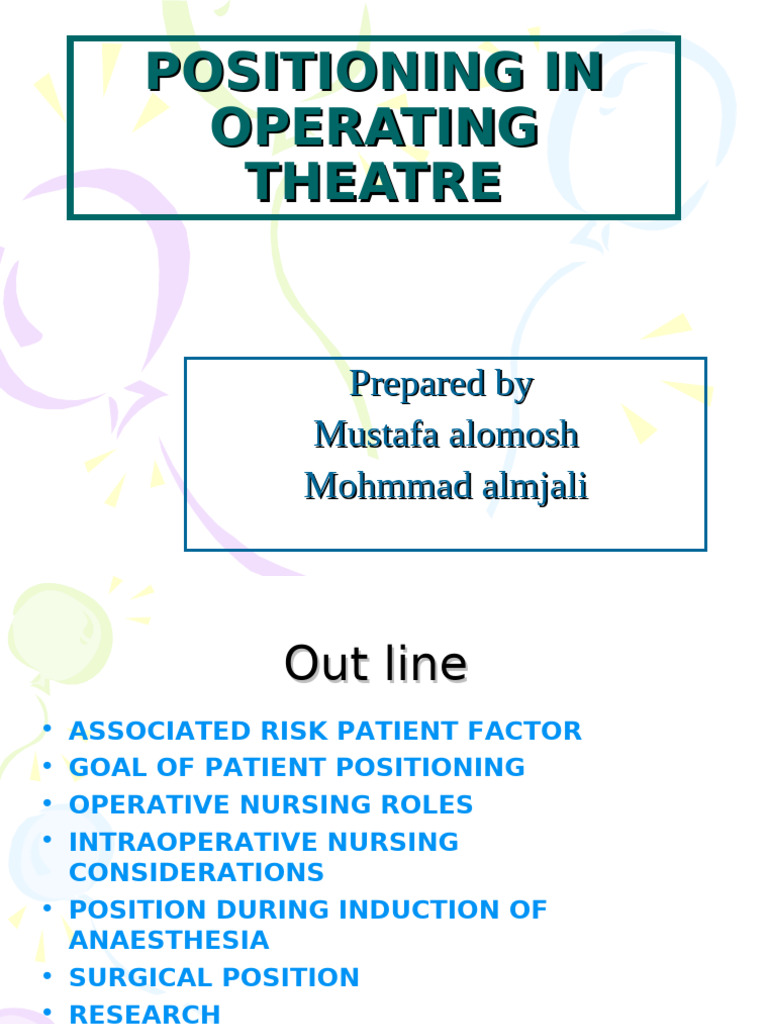 Patient Positioning in the Operating Theatre | PDF | Surgery | Nursing