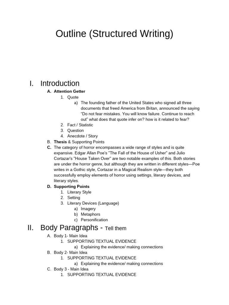 Outline Structured Writing Pdf