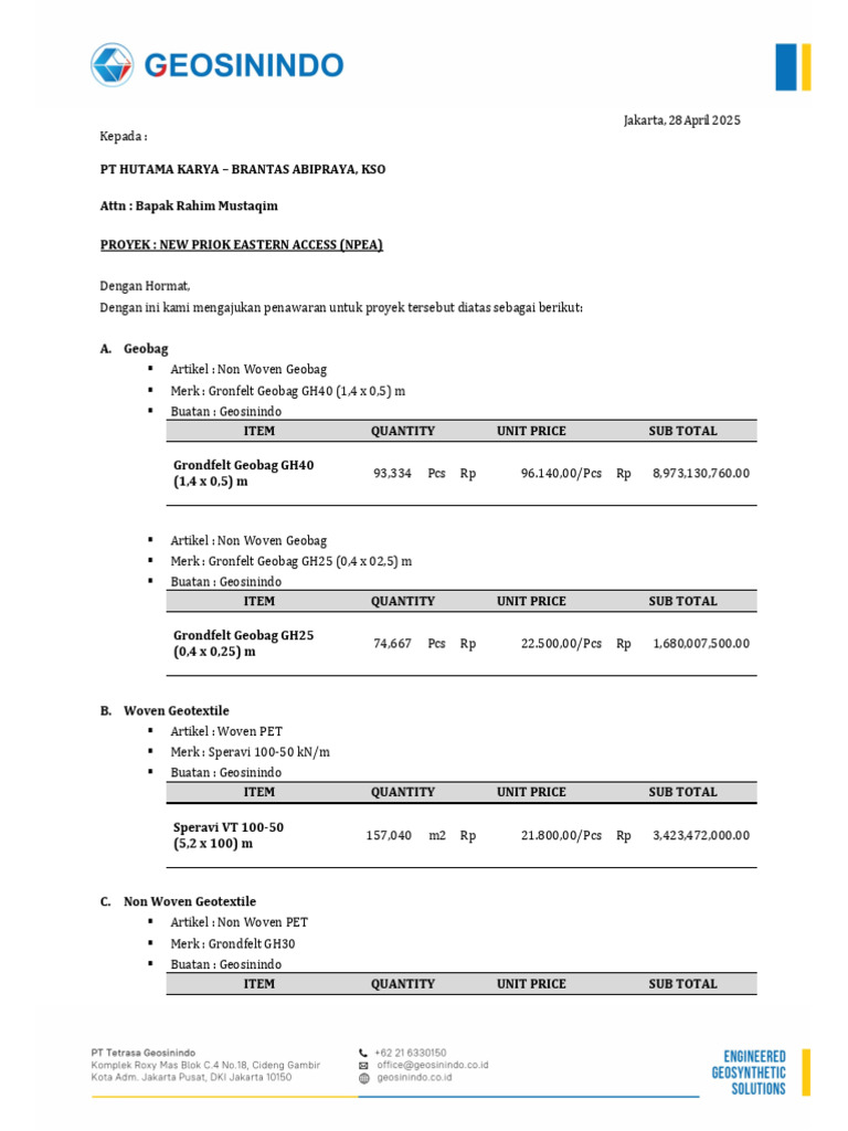 QO Geotube Dan Geobag Jalan Akses NPEA | PDF