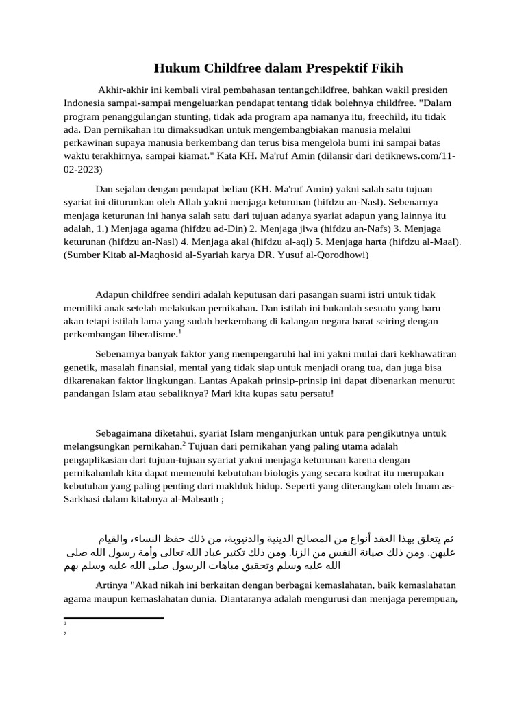 Hukum Childfree Dalam Islam1 | PDF
