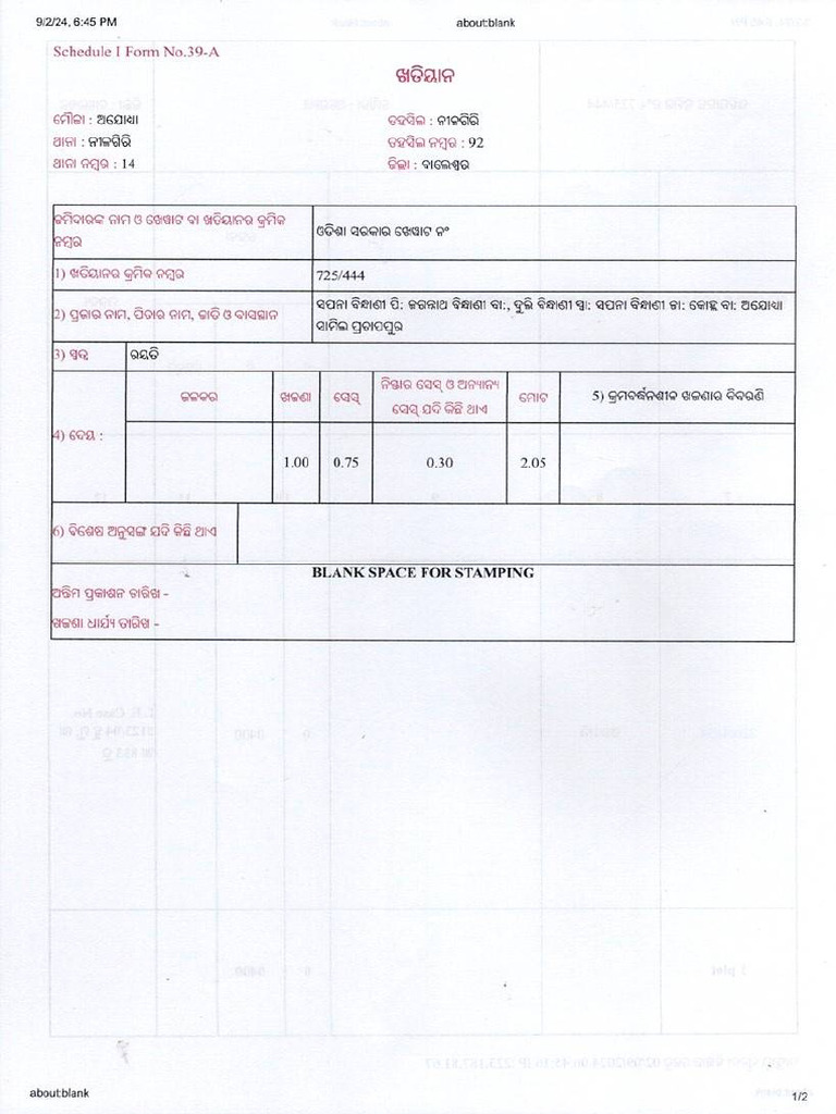 AMBIKA BINDHANI ROR COPY | PDF