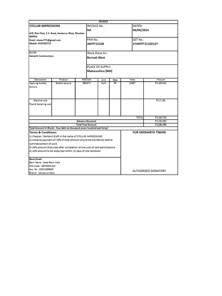 Invoice Bubble Texture Borivali | PDF
