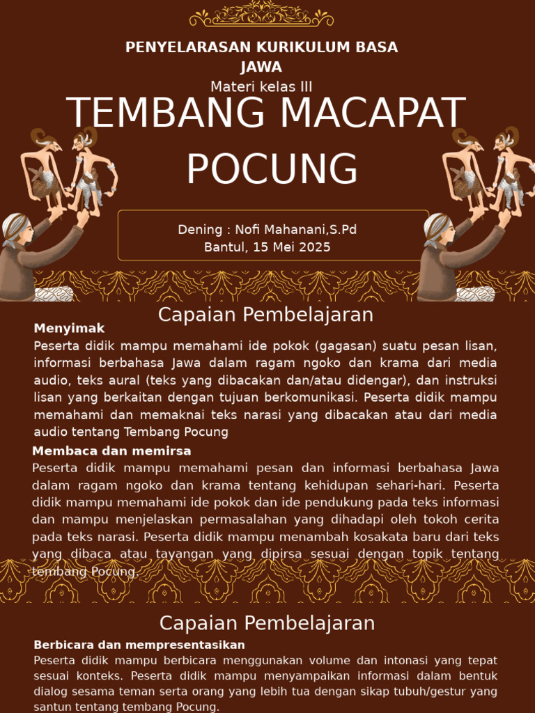 Struktur dan Watak Tembang Pocung | PDF