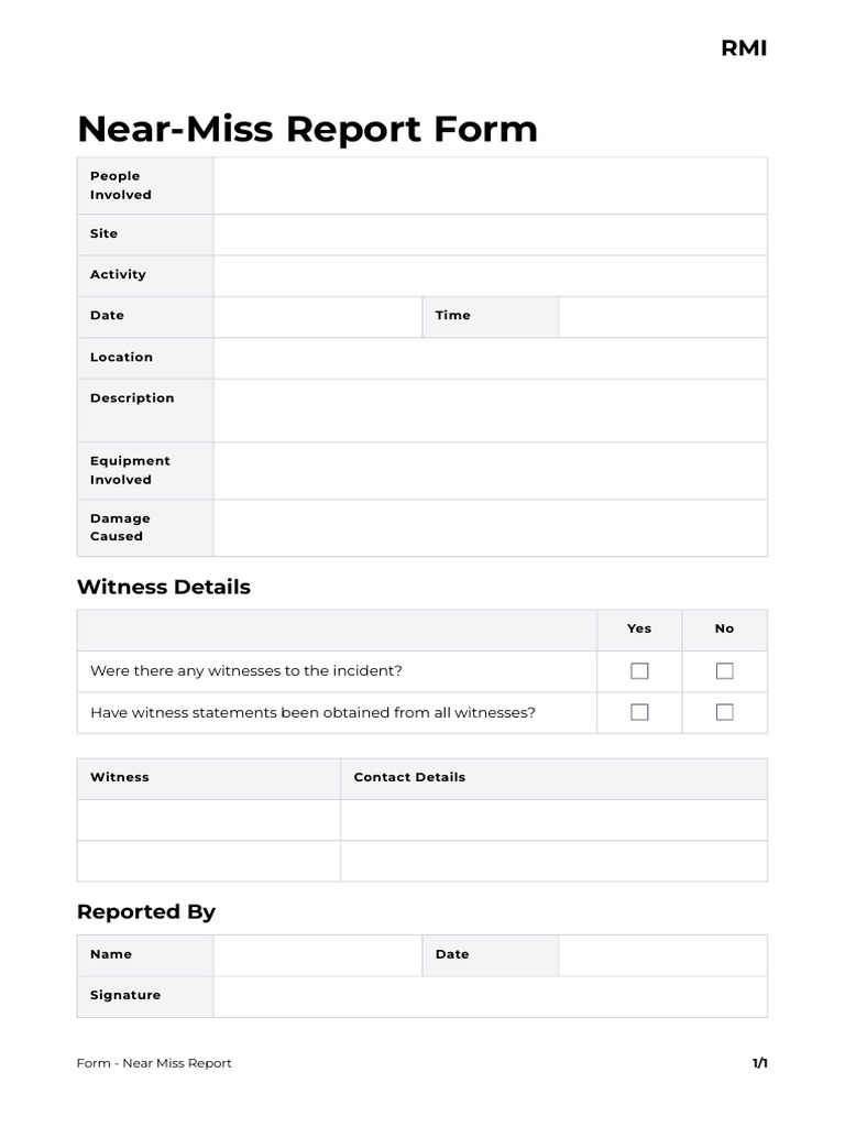 Form Near Miss Report | PDF