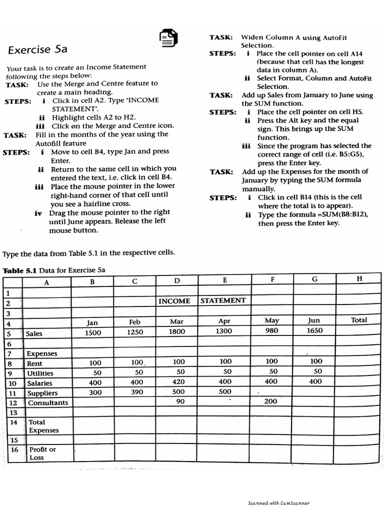Excel Homework Pdf