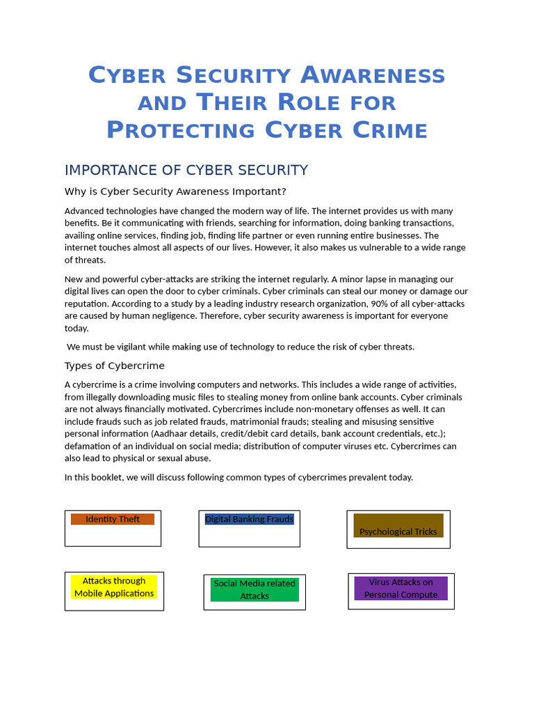 Cyber Security Awareness and Their Role for Protecting Cyber Crime ...
