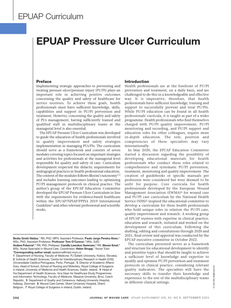 EPUAP Pressure Ulcer Curriculum Guide | PDF | Evidence Based Medicine ...