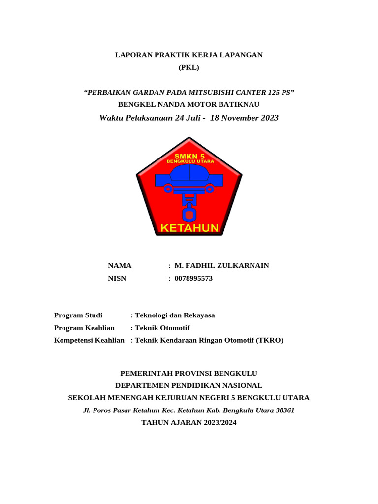 M. Fadhil TKRO Nanda Motor Batiknau Gardan Jeep | PDF