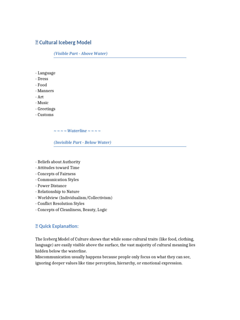Cultural Iceberg Model | PDF