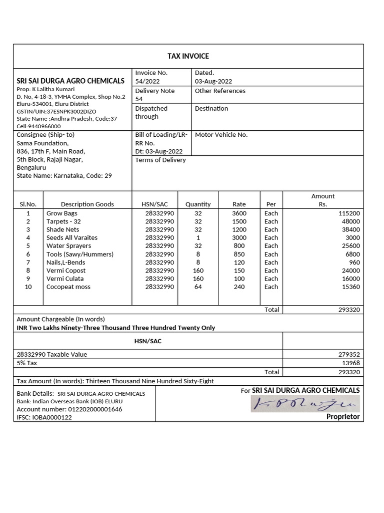 TAX INVOICE With Signature | PDF
