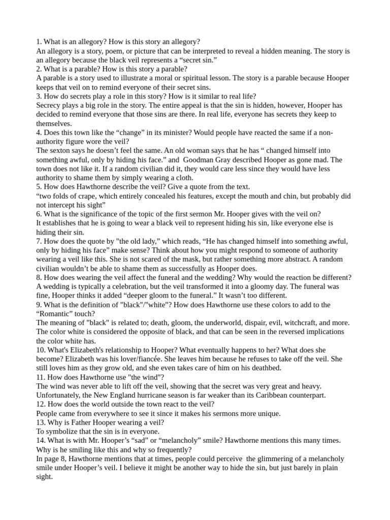 The Minister's Black Veil .Odt | PDF