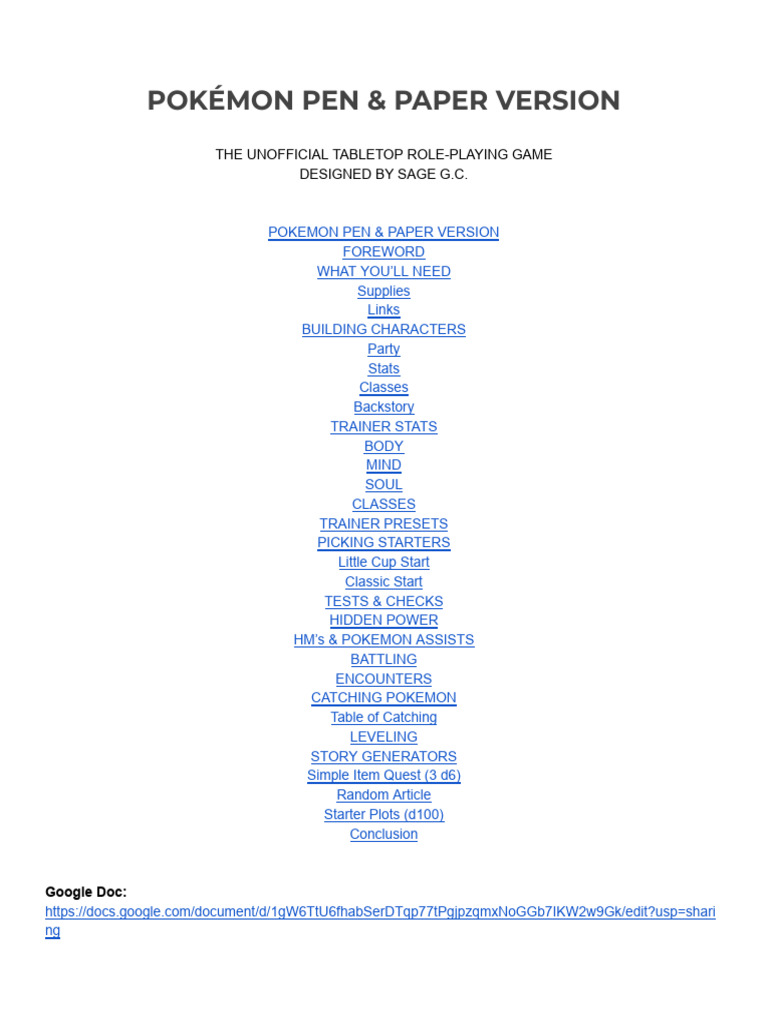 POKEMON PEN & PAPER VERSION - Plain | PDF | Pokémon